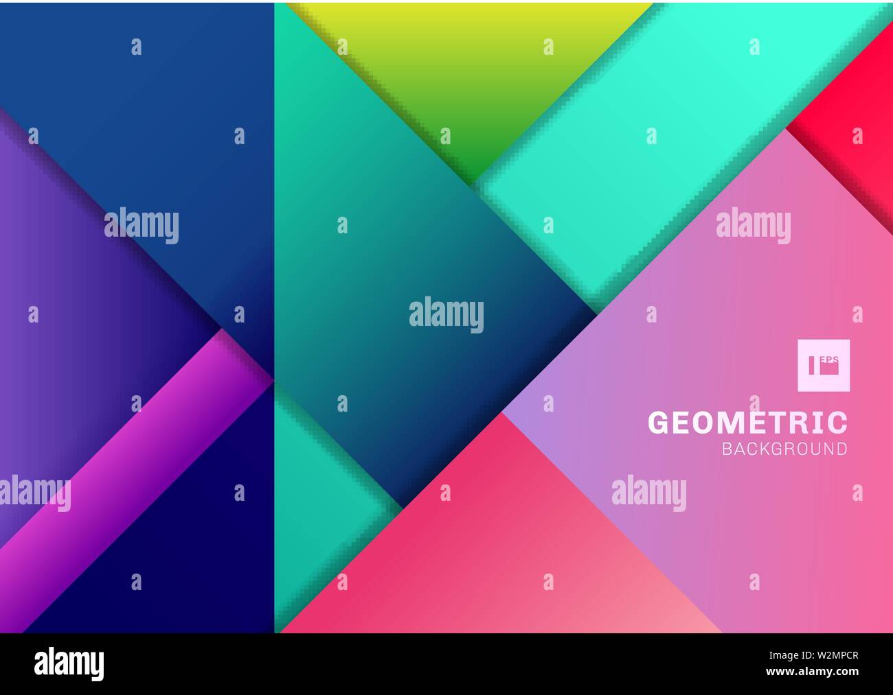 Abstract colorful geometric shape overlapping 3D dimension background ...