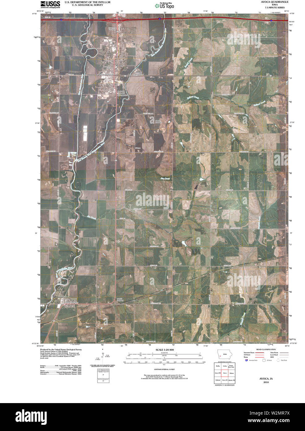 USGS TOPO Maps Iowa IA Avoca 20100429 TM Restoration Stock Photo - Alamy