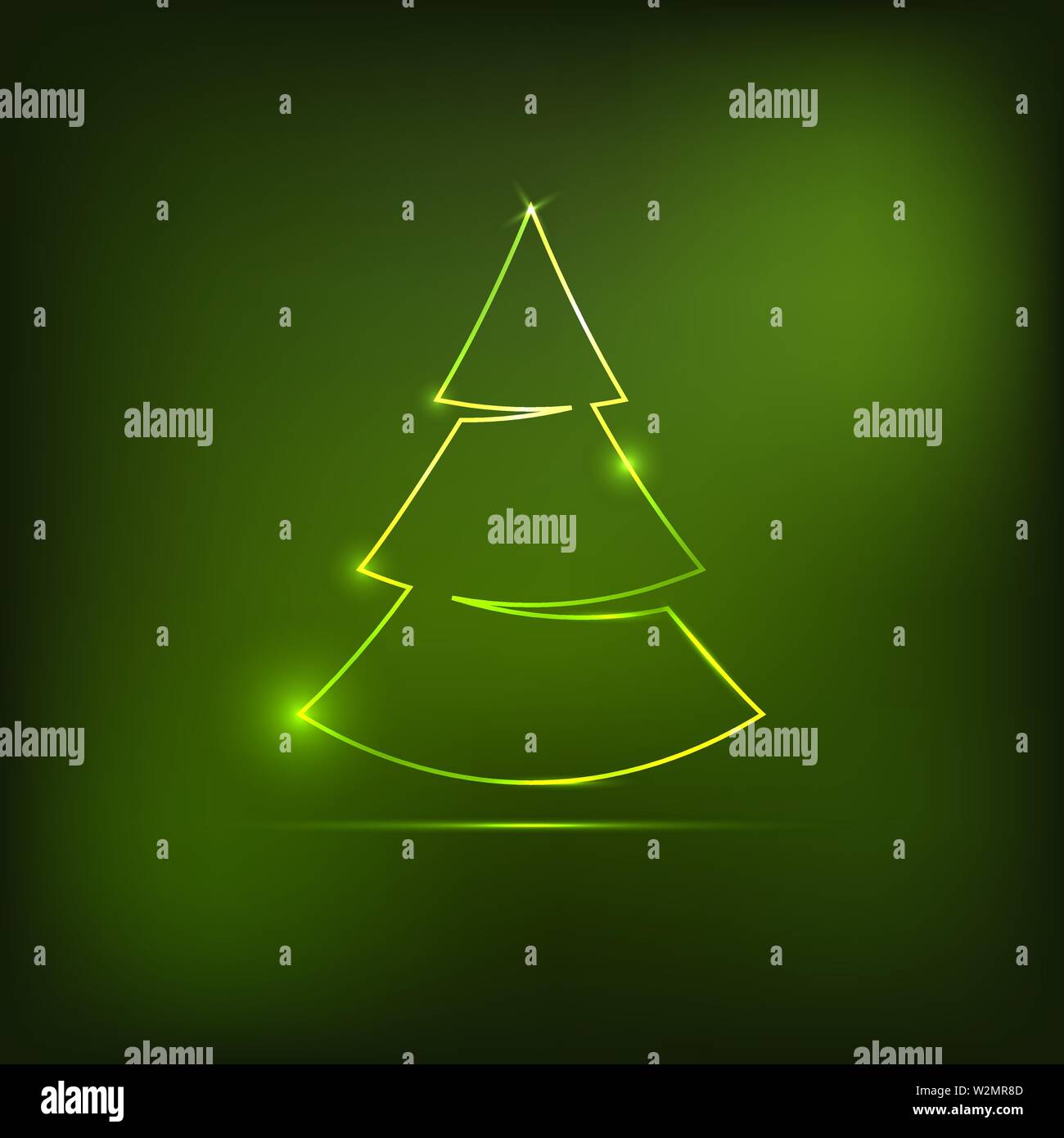 Christmas tree neon lights isolated on gradient background Stock Vector ...