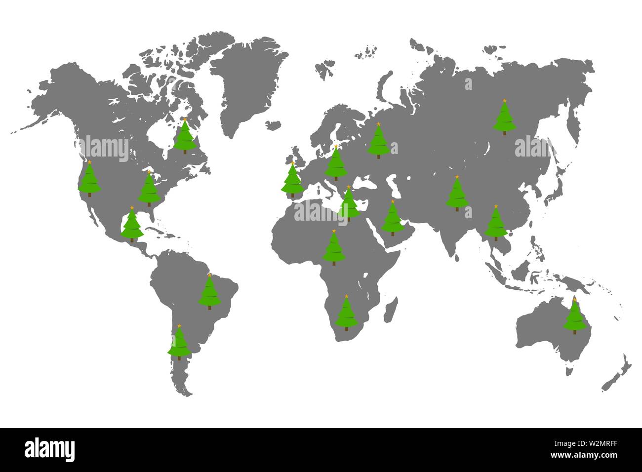 World map christmas trees hi-res stock photography and images - Alamy