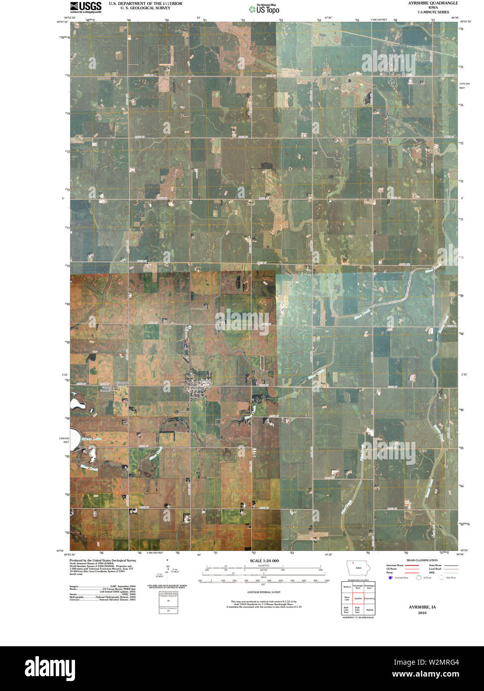 USGS TOPO Maps Iowa IA Ayrshire 20100428 TM Restoration Stock Photo - Alamy