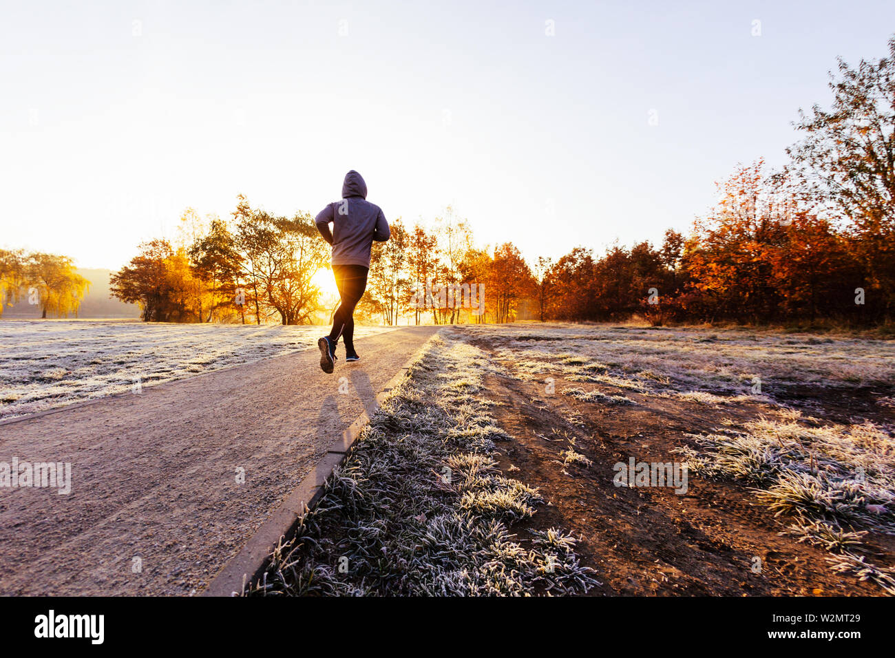 Jogging outdoors leaves hi-res stock photography and images - Alamy