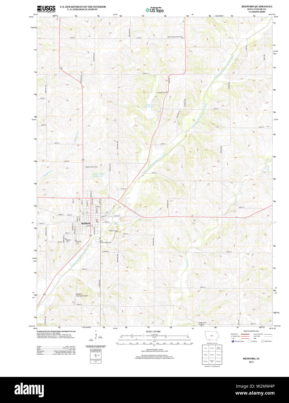 USGS TOPO Maps Iowa IA Bedford 20130403 TM Restoration Stock Photo - Alamy