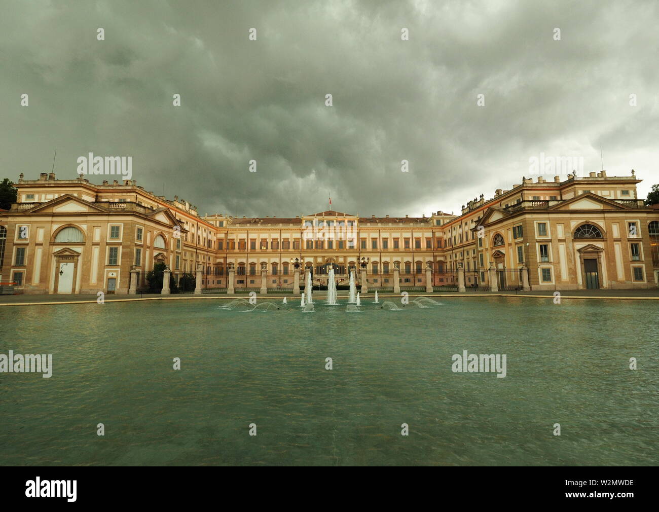 Villa reale palace, royal garden and big fountain in Monza, Lombardy ...