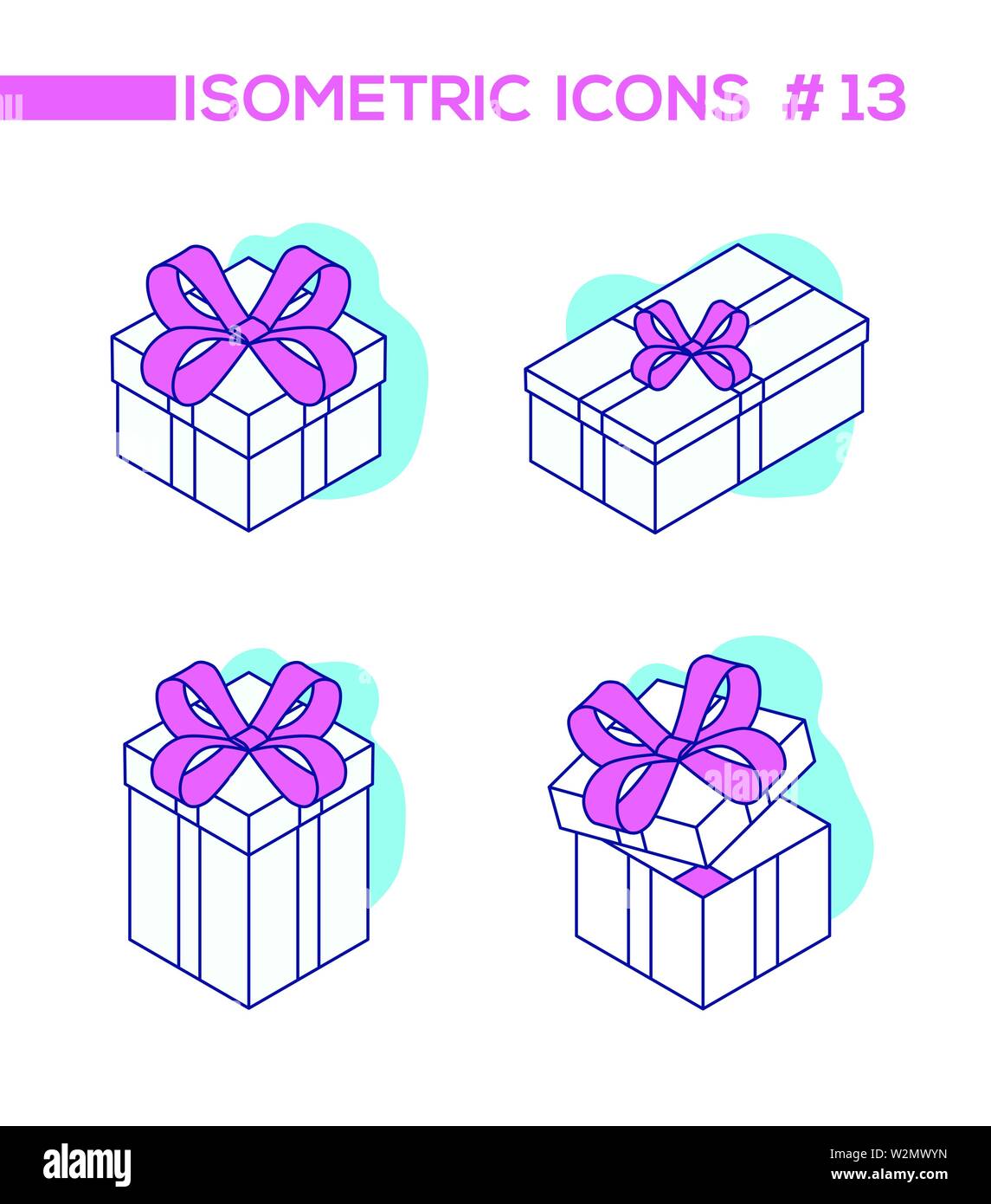 Set of presents - line design style isometric objects Stock Vector ...