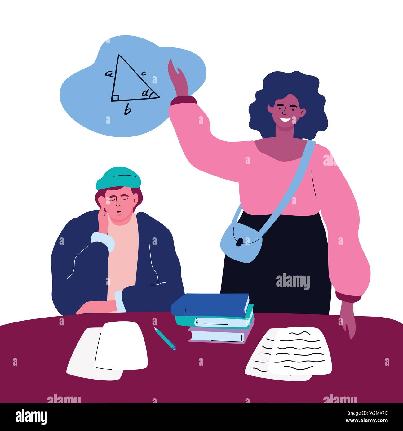 Student on a lesson - colorful flat design style illustration Stock ...