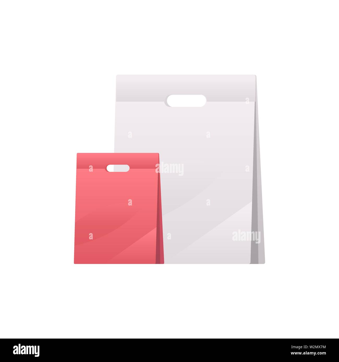 plastic bags two polyethylene or paper packages packet handle icon flat ...