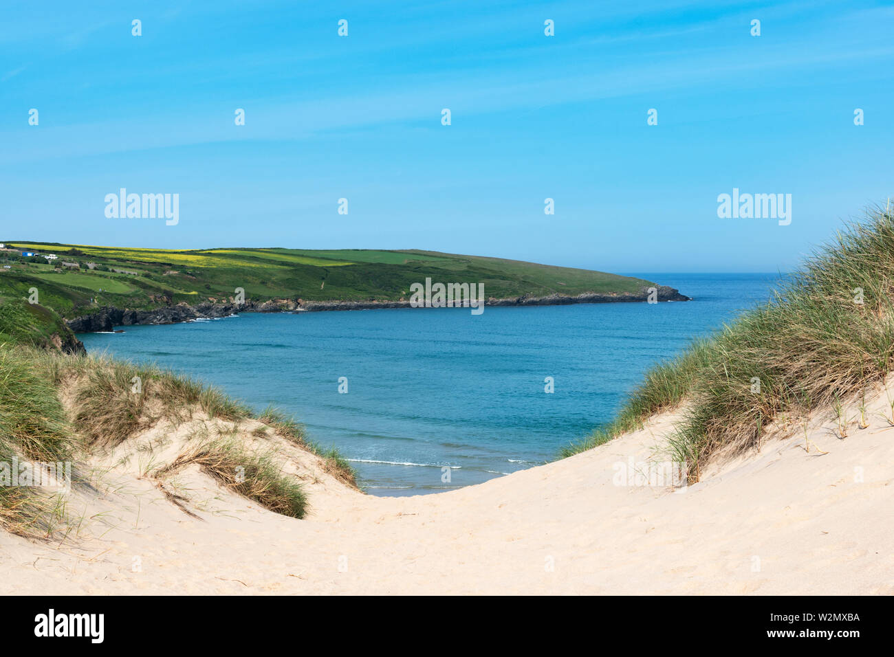 sand dunes at crantock bay, cornwall, england, uk Stock Photo - Alamy