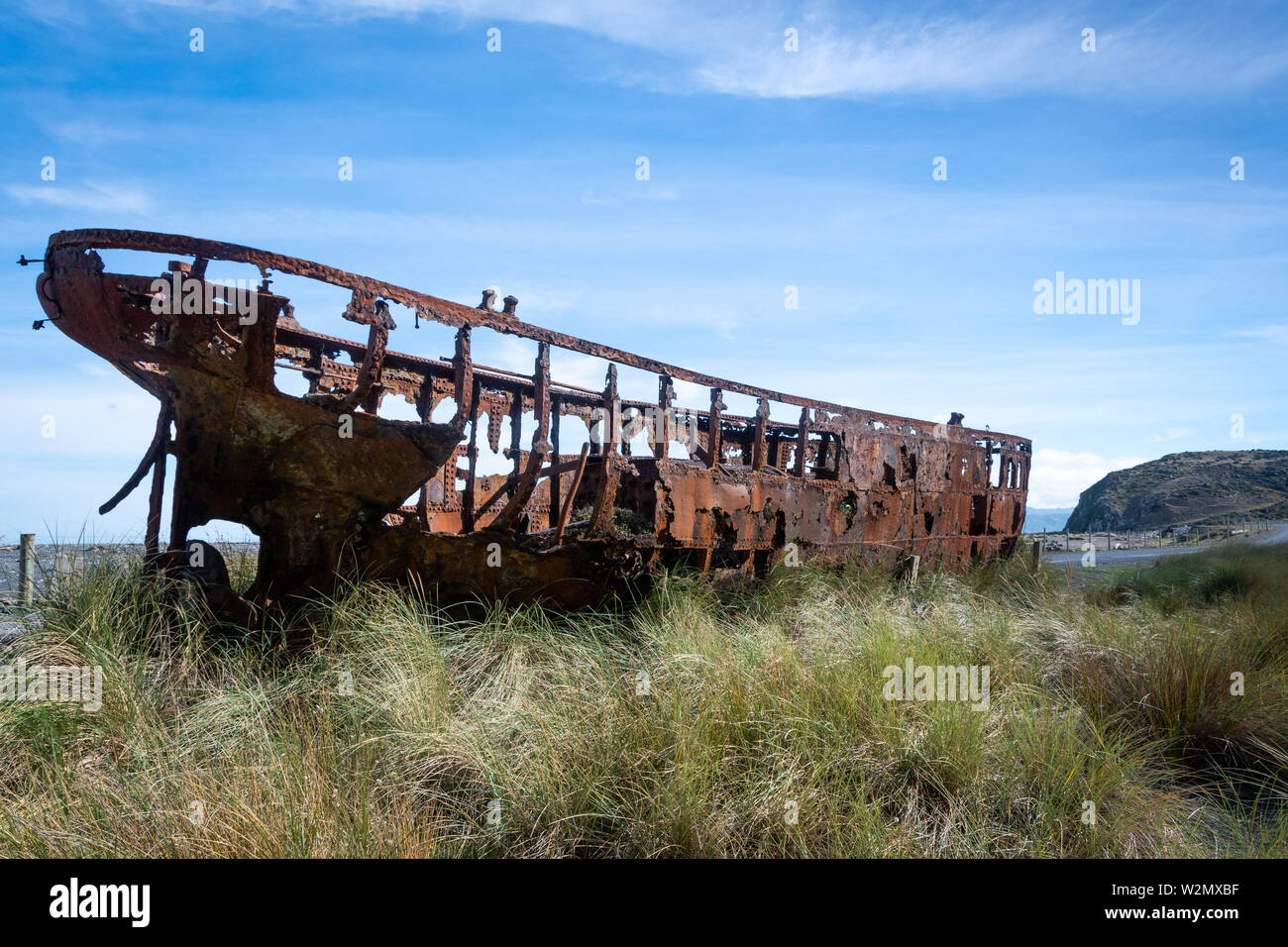 Wreck of the Paiaka, sunk in 1906, Pencarrow Head, near Eastbourne ...