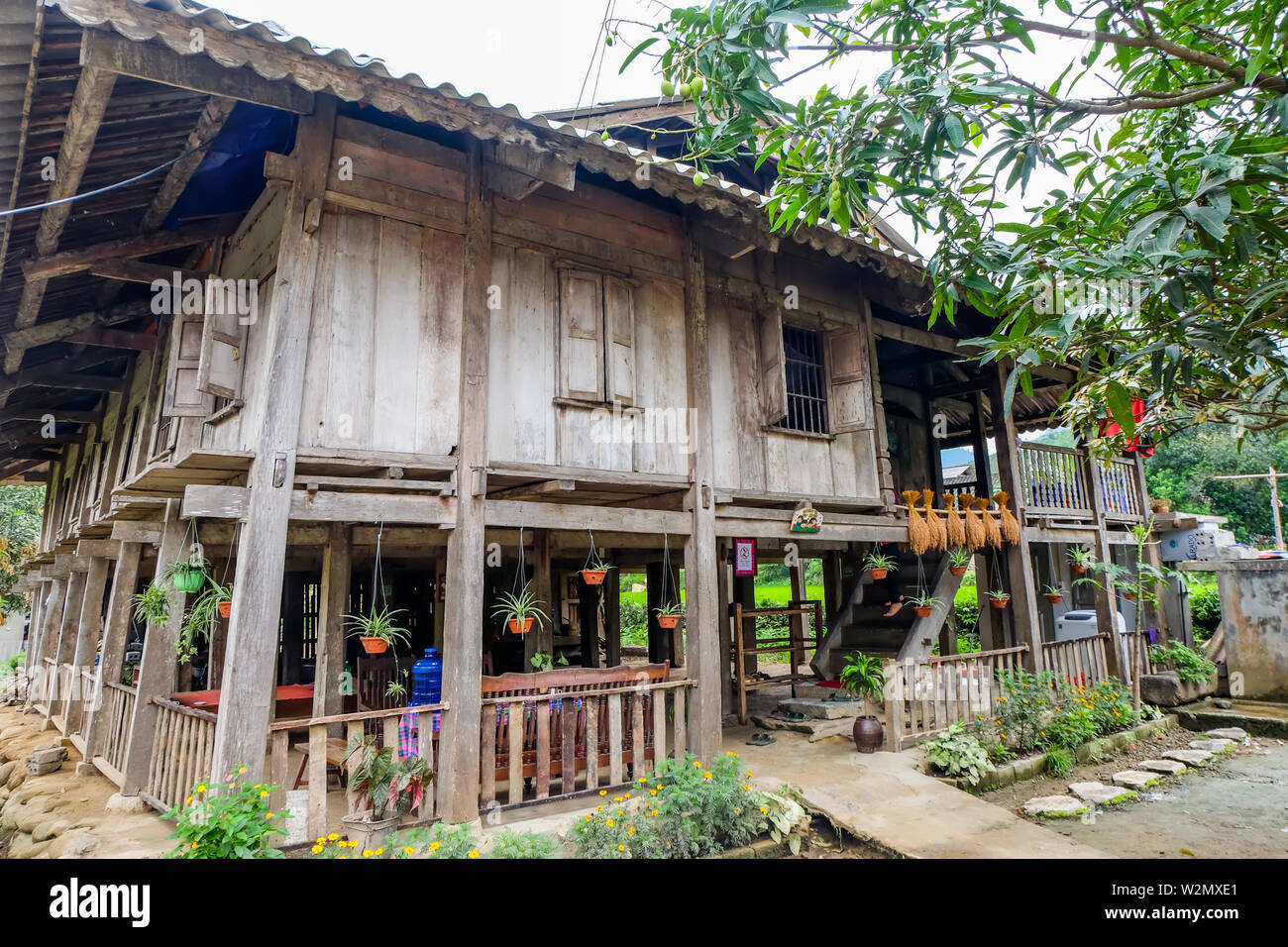 Traditional wooden house in the Dong Van Geopark, Vietnam Stock Photo ...