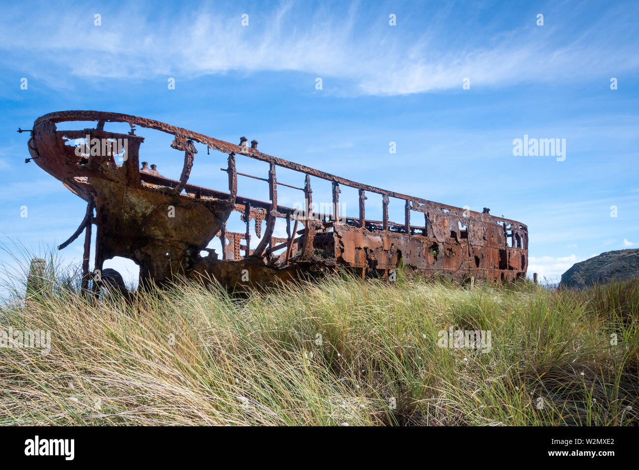 Wreck of the Paiaka, sunk in 1906, Pencarrow Head, near Eastbourne ...