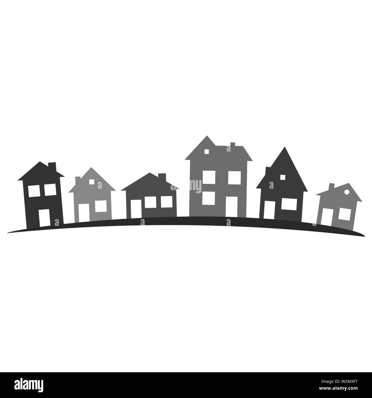 Houses city icons street buildings logo. vector Stock Vector Image ...