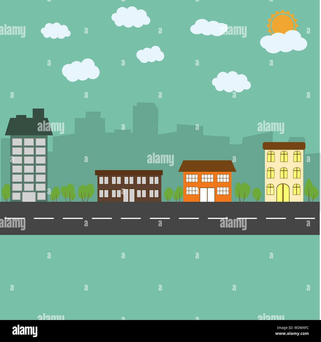 Houses city icons street buildings. Vector esp10 Stock Vector Image ...