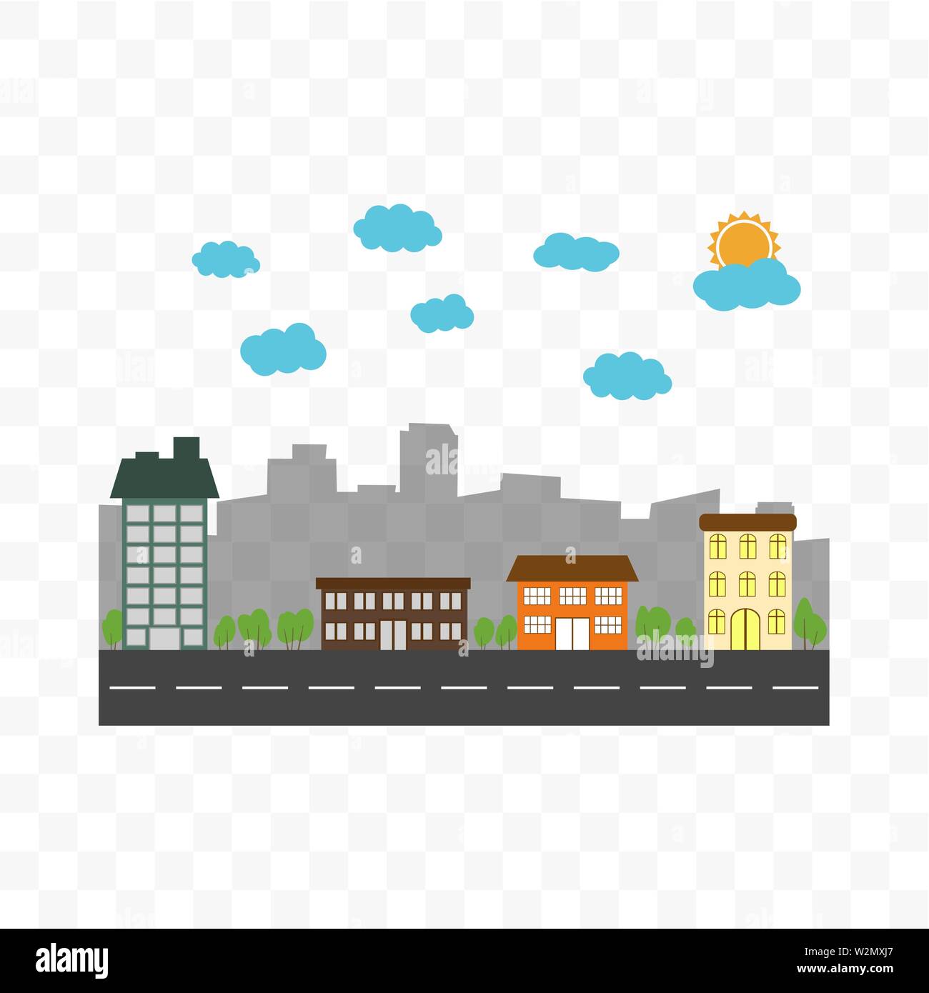 Houses city icons street buildings. Vector esp10 Stock Vector Image ...