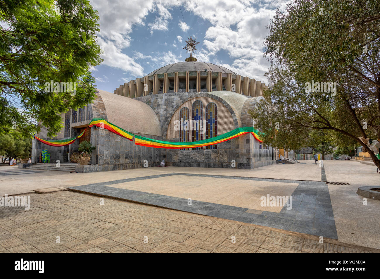 Famous cultural heritage Church of Our Lady of Zion in Axum. Ethiopian ...