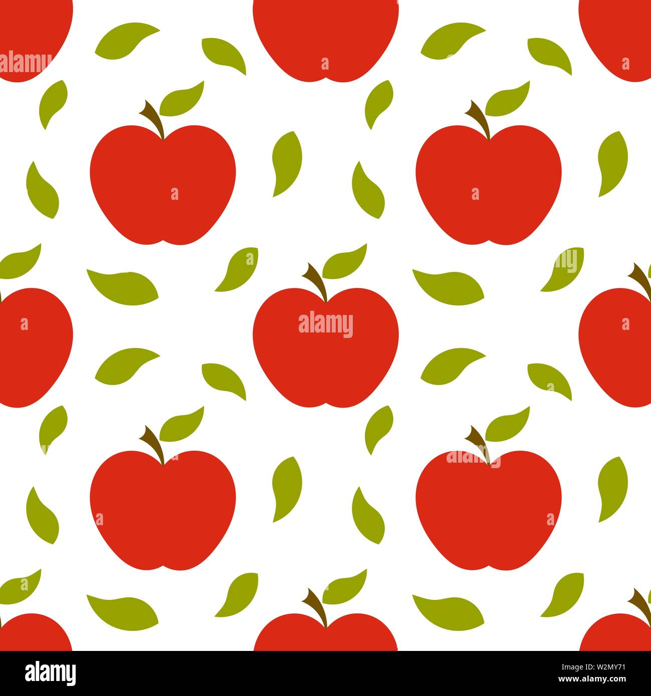 Red apples and leaves autumn pattern. Vector illustration Stock Vector ...