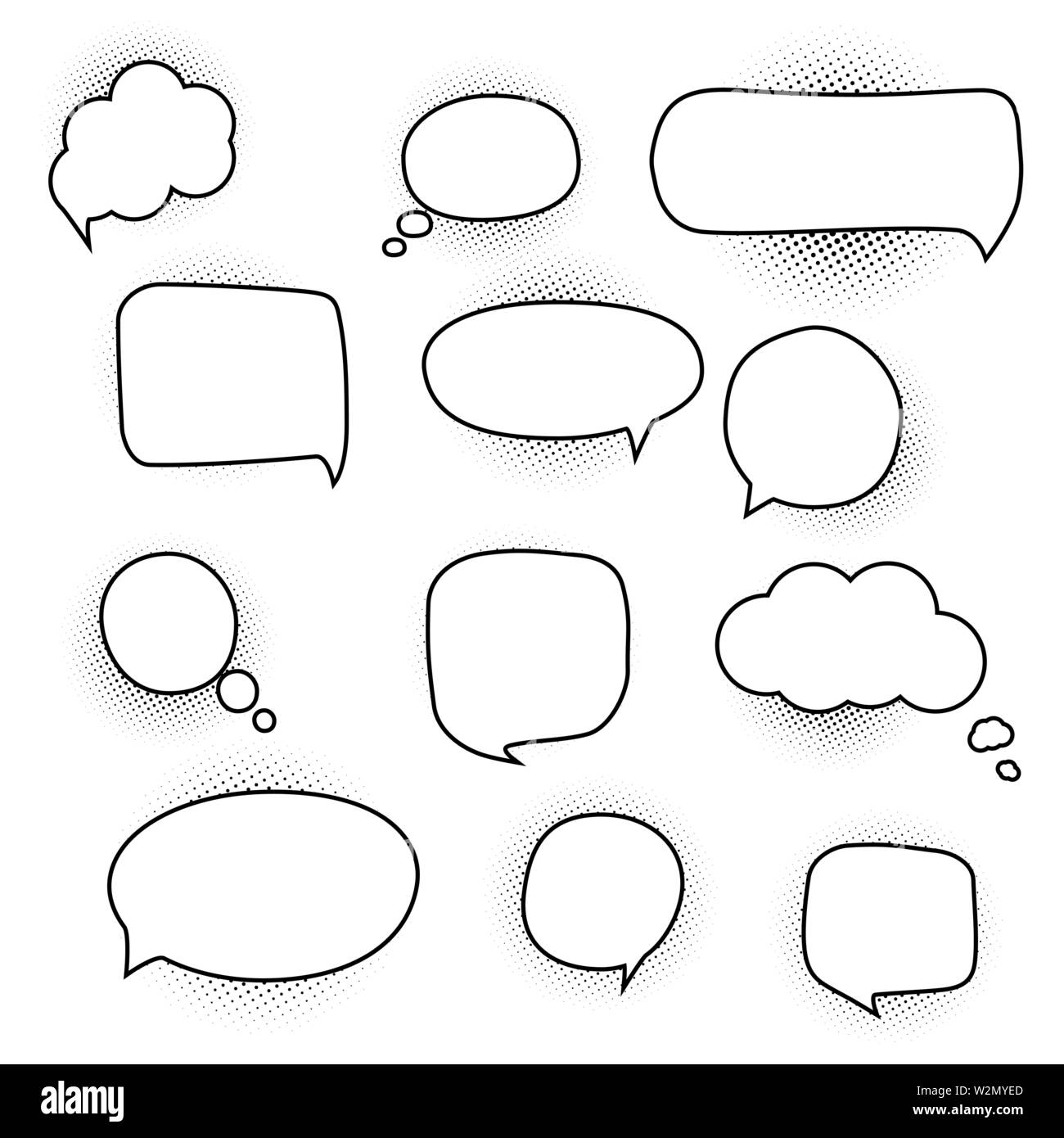 Speech bubbles set line style. Vector illustration Stock Vector Image ...