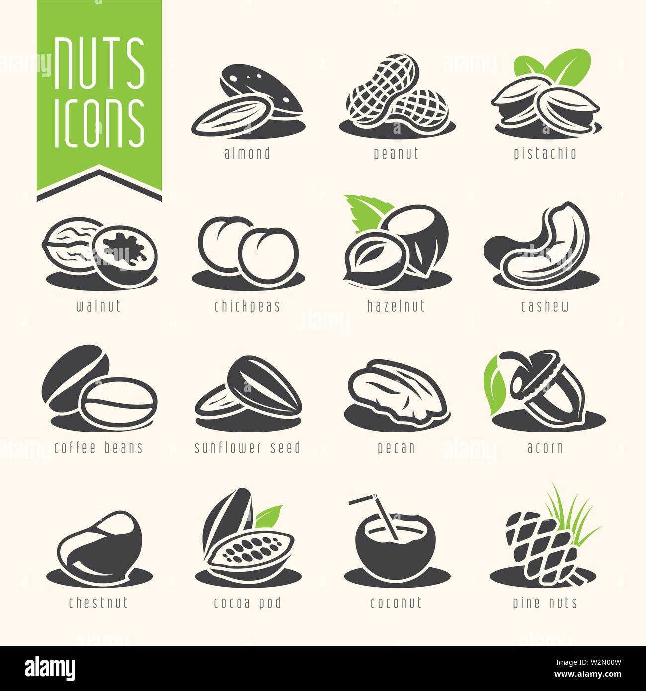 Vector Nuts Multiple Icons Set Stock Vector Image & Art - Alamy