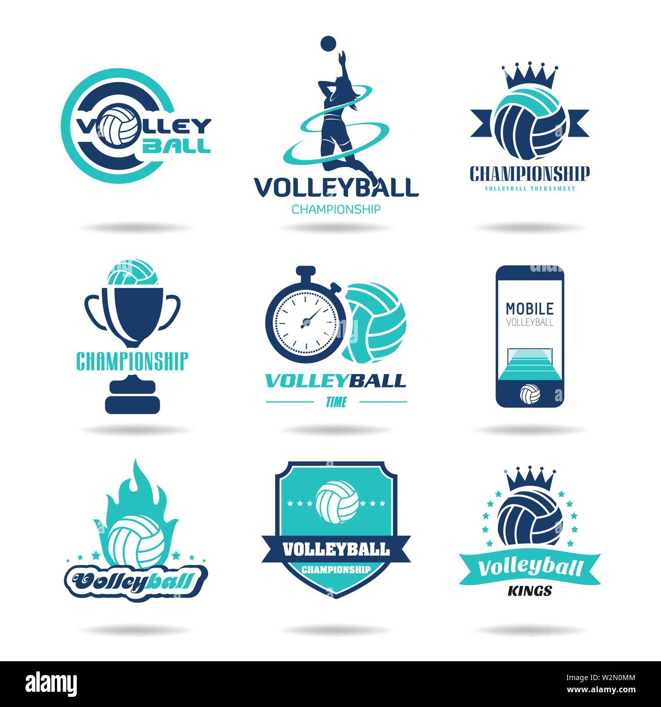 Volleyball icon set Stock Vector Image & Art - Alamy