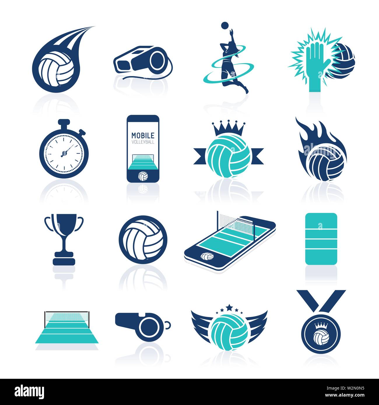 Volleyball icon set Stock Vector Image & Art - Alamy