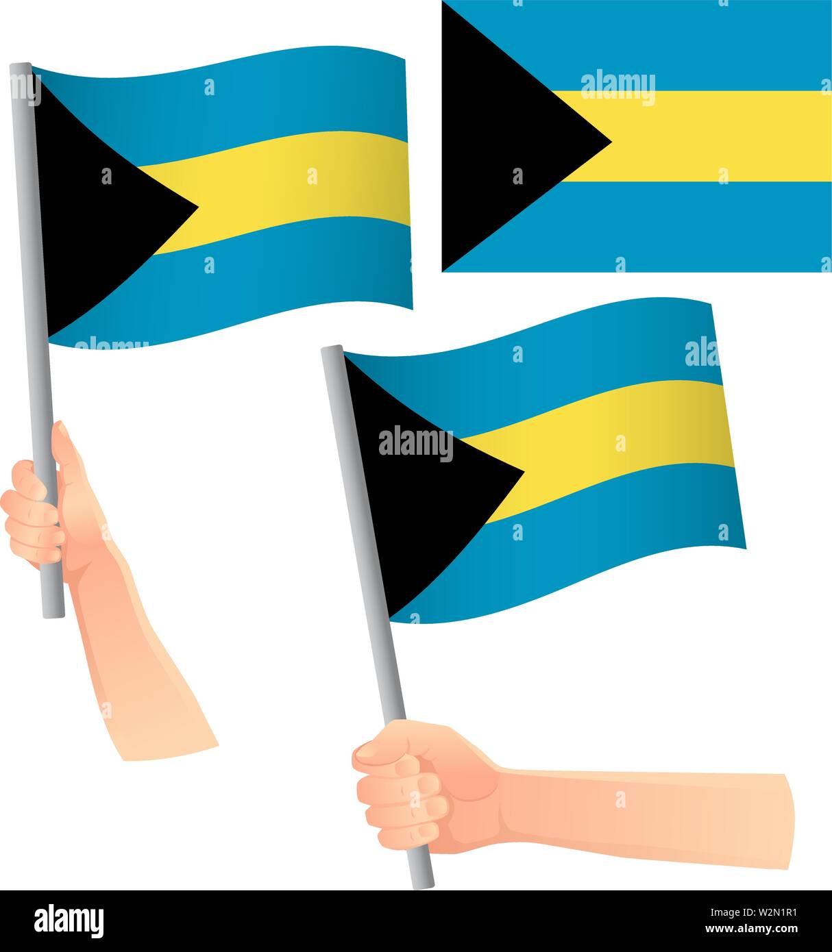 Bahamas flag in hand. Patriotic background. National flag of Bahamas ...