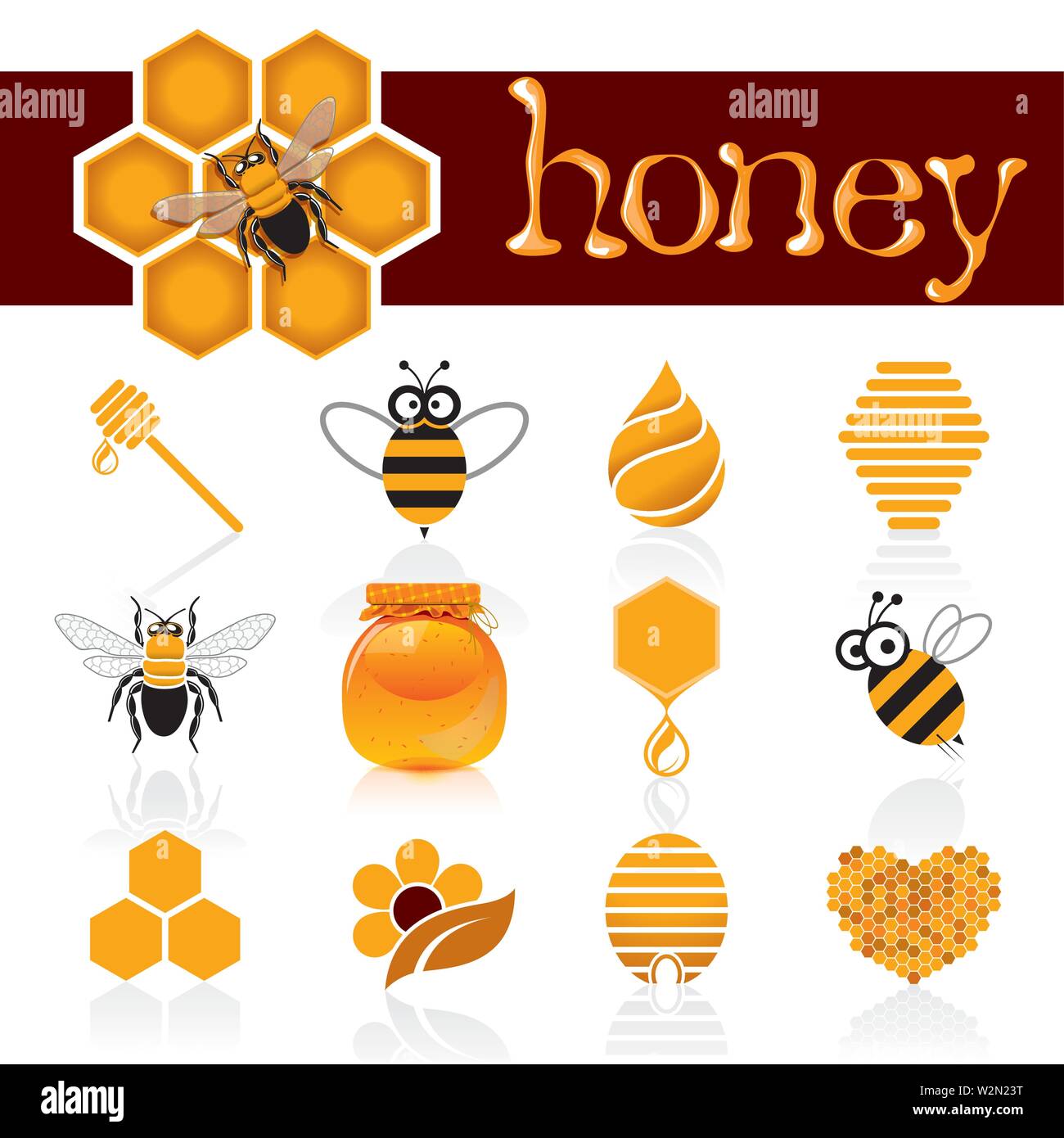 Honey icon set Stock Vector Image & Art - Alamy