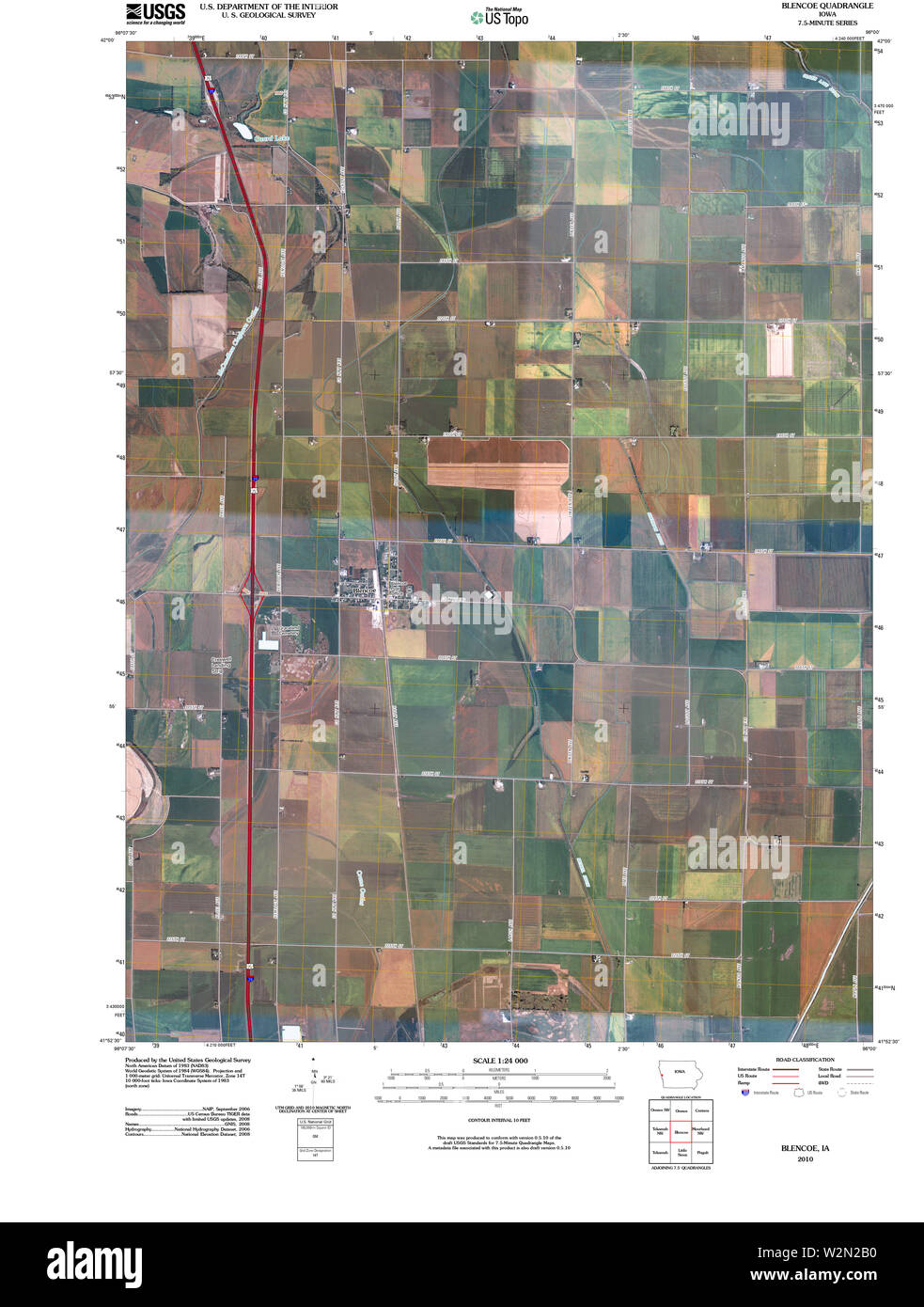 USGS TOPO Maps Iowa IA Blencoe 20100429 TM Restoration Stock Photo - Alamy