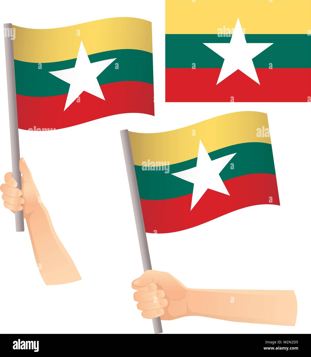 Burma flag in hand. Patriotic background. National flag of Burma vector ...