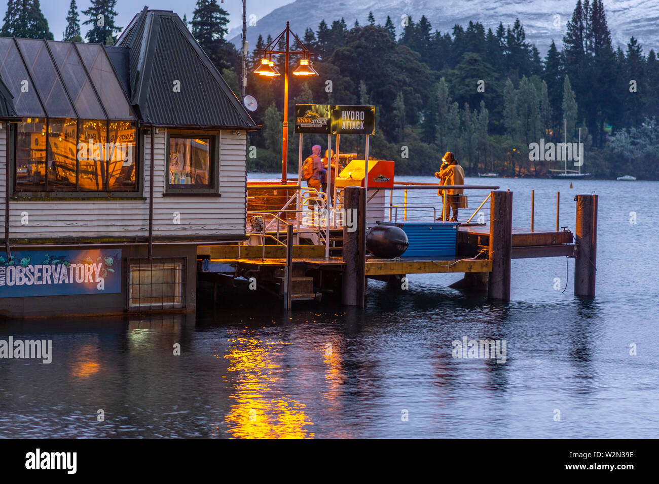 Queenstown jetty in the evening Queenstown New Zealand Stock Photo - Alamy