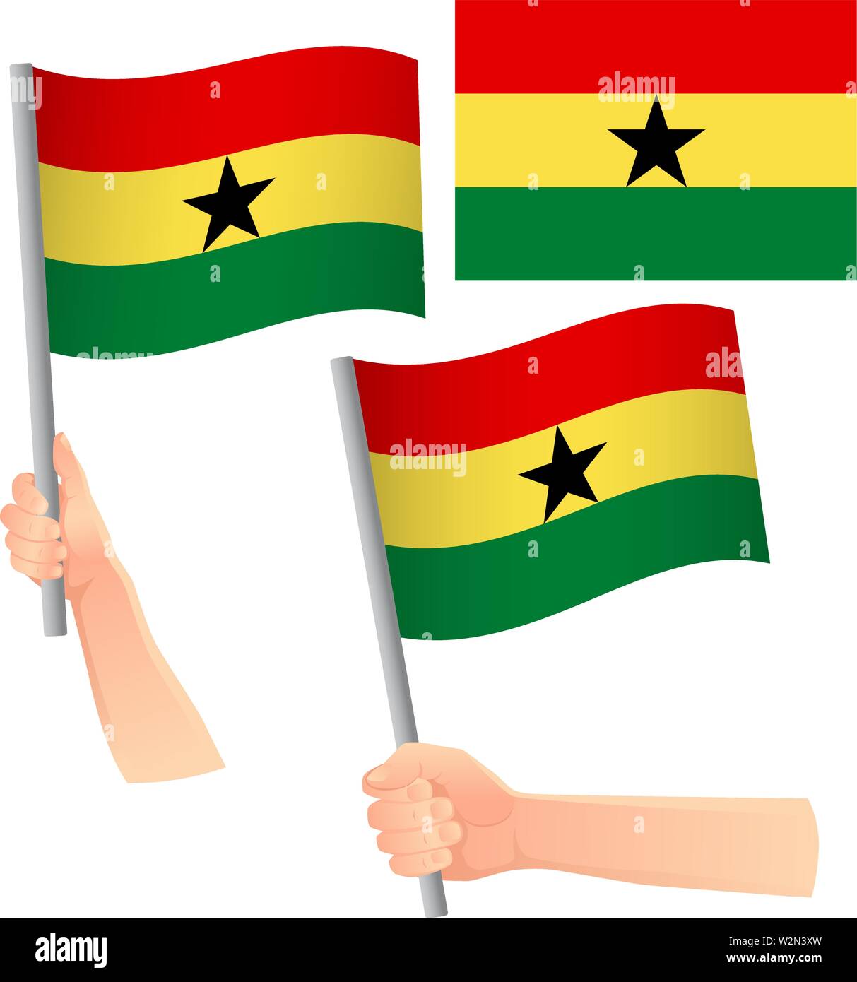 Ghana flag in hand. Patriotic background. National flag of Ghana vector ...