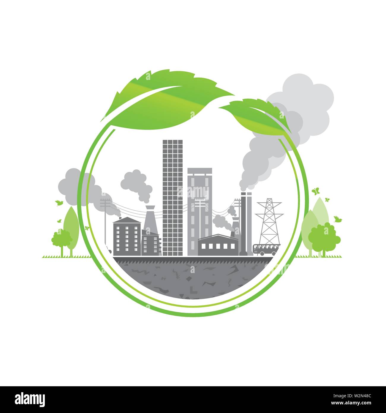 polluted city - Illustration Stock Vector Image & Art - Alamy