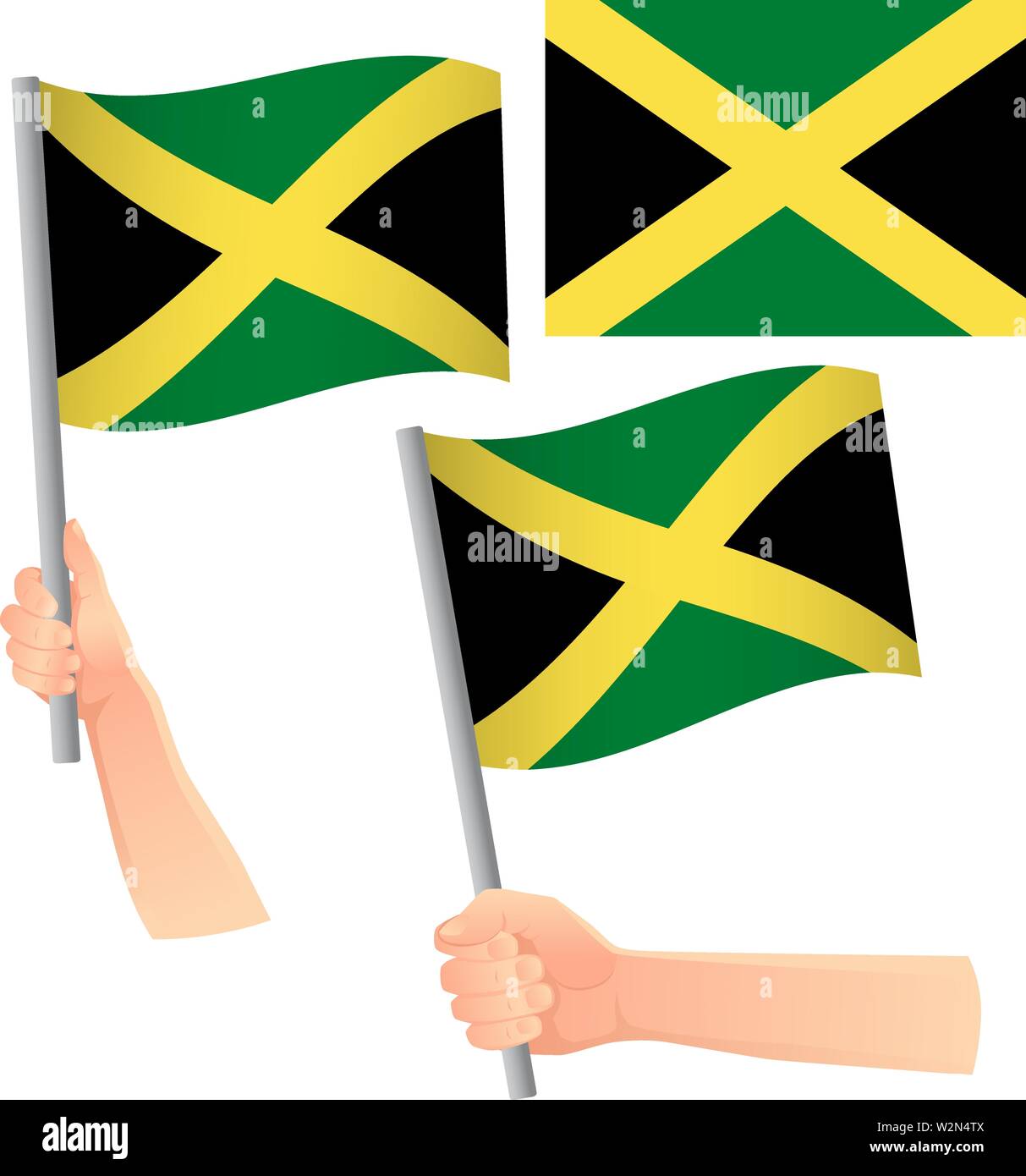 Jamaica flag in hand. Patriotic background. National flag of Jamaica ...