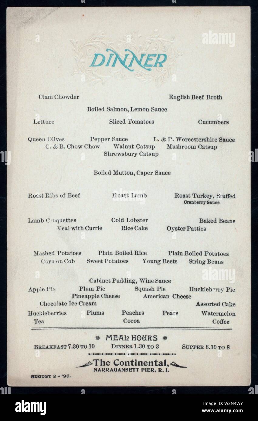 Continental Lunch Menu