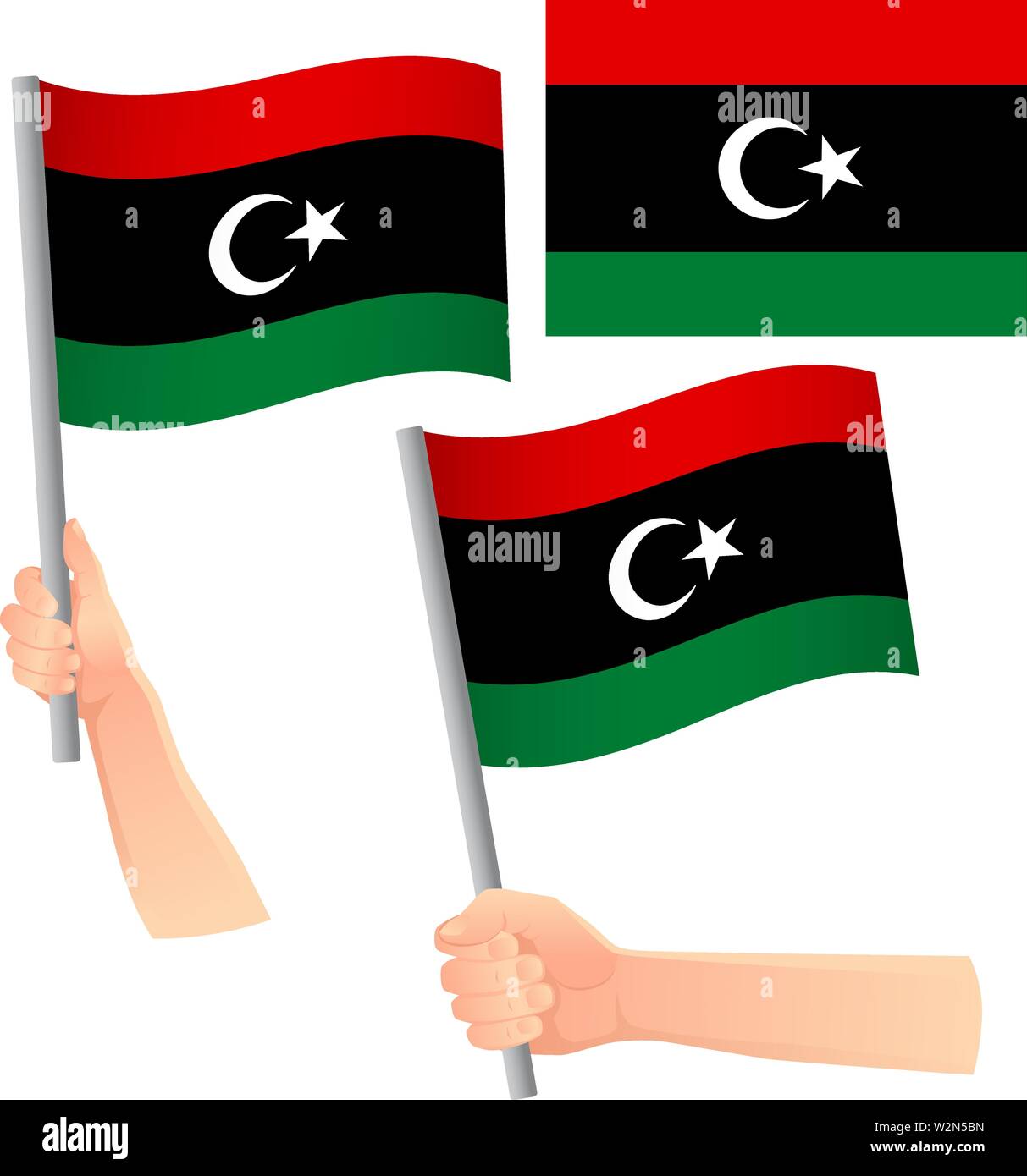 libya flag in hand. Patriotic background. National flag of libya vector ...