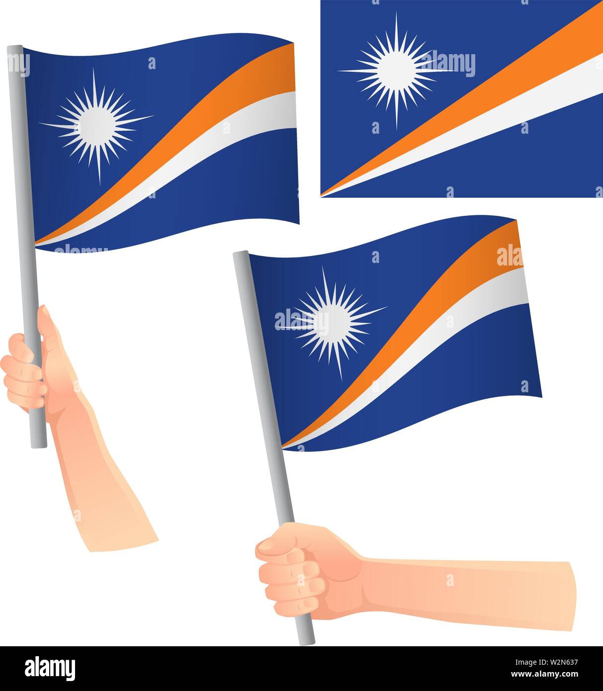 Marshall Islands flag in hand. Patriotic background. National flag of ...