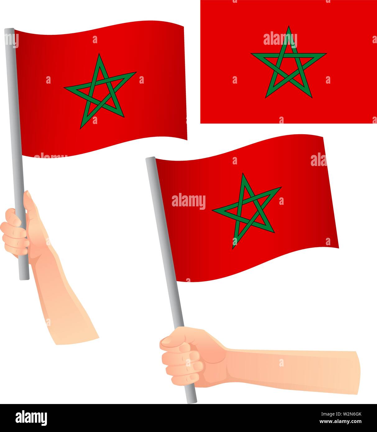 Morocco flag in hand. Patriotic background. National flag of Morocco ...