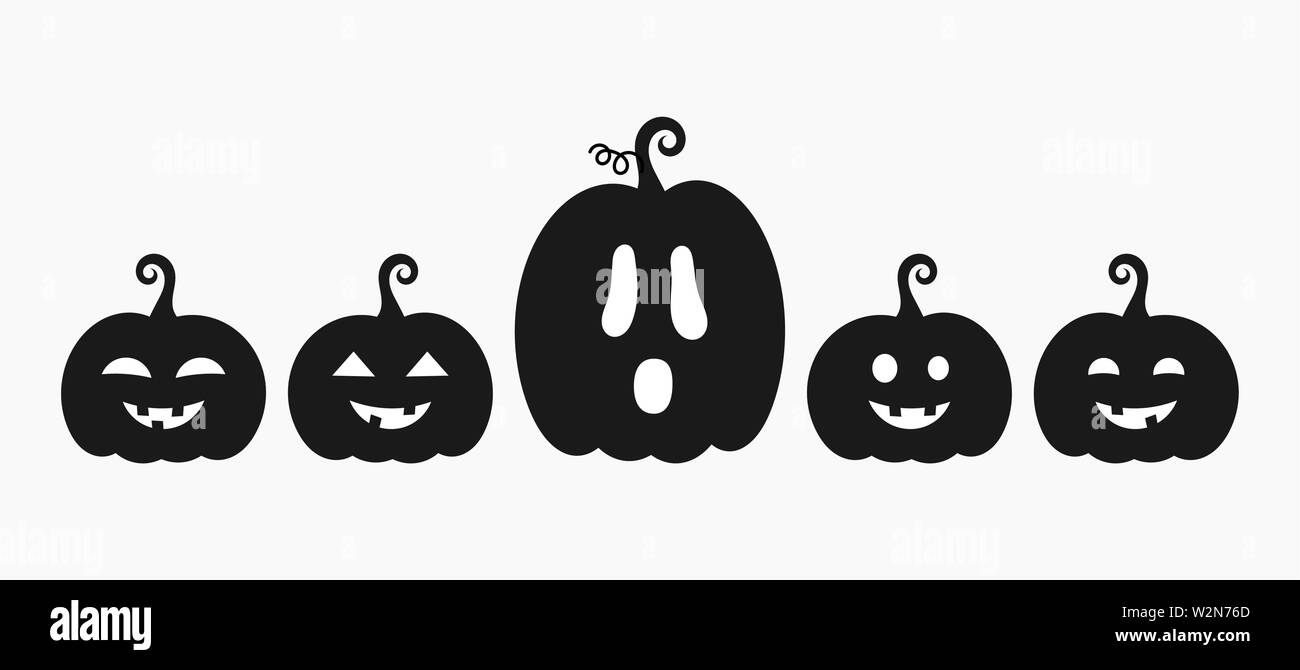 Halloween pumpkins Jack O Lanterns with different faces icons. Vector ...