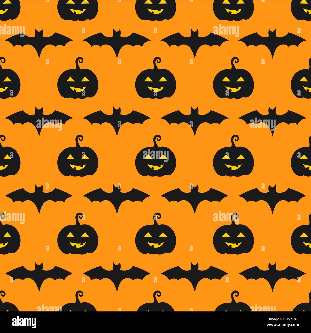 Halloween pumpkins and bats seamless pattern. Vector illustration Stock ...