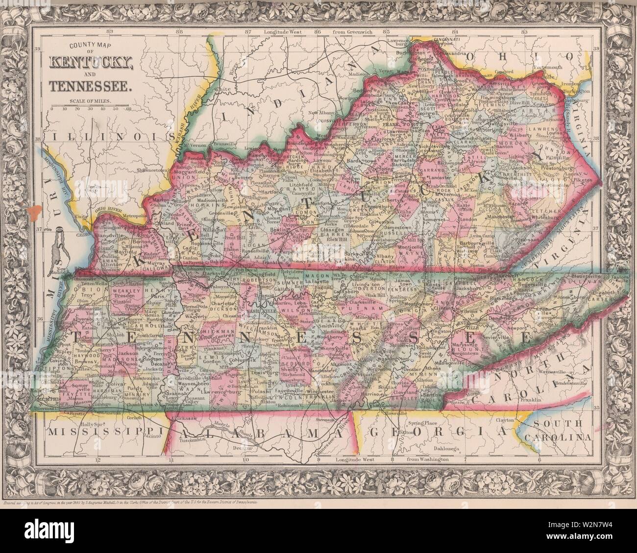 Kentucky and tennessee map hi-res stock photography and images - Alamy