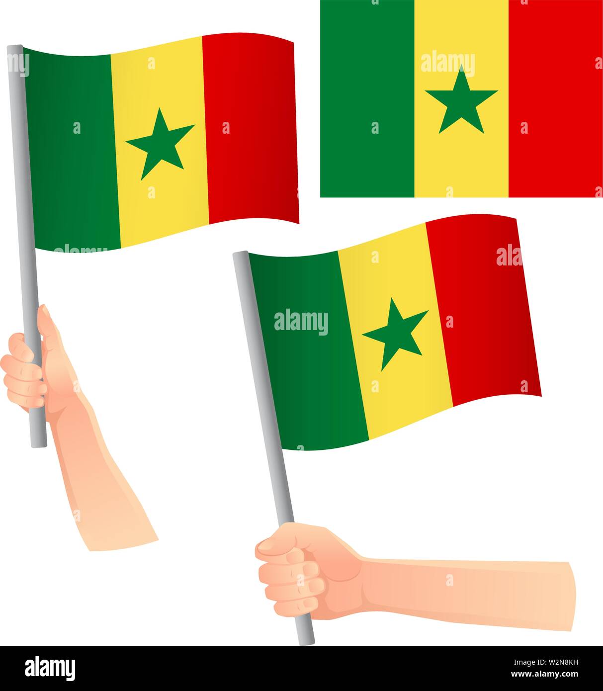 Senegal flag in hand. Patriotic background. National flag of Senegal ...