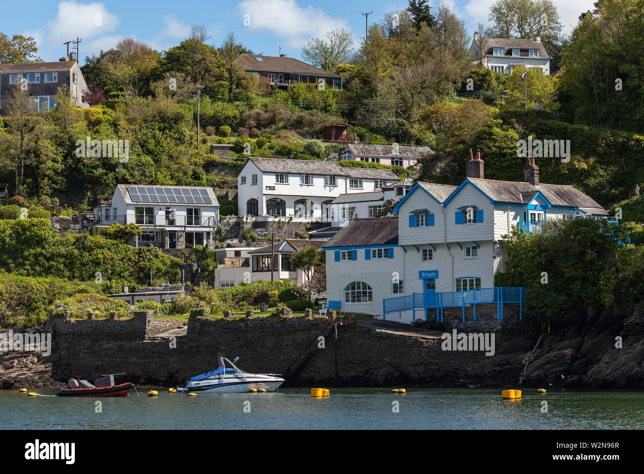 Boats in Fowey Harbour Stock Photo - Alamy