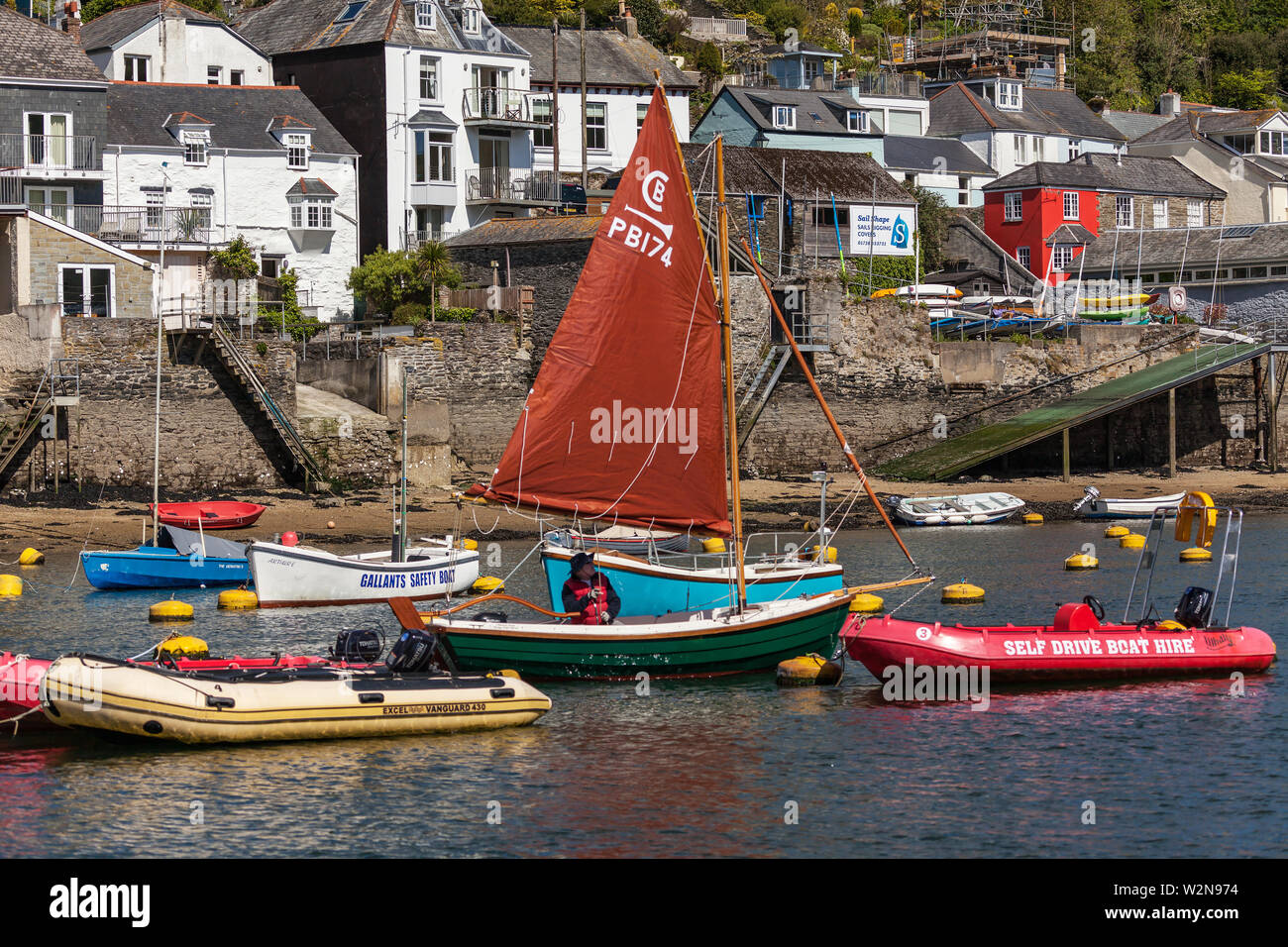 Boats in Fowey Harbour Stock Photo - Alamy