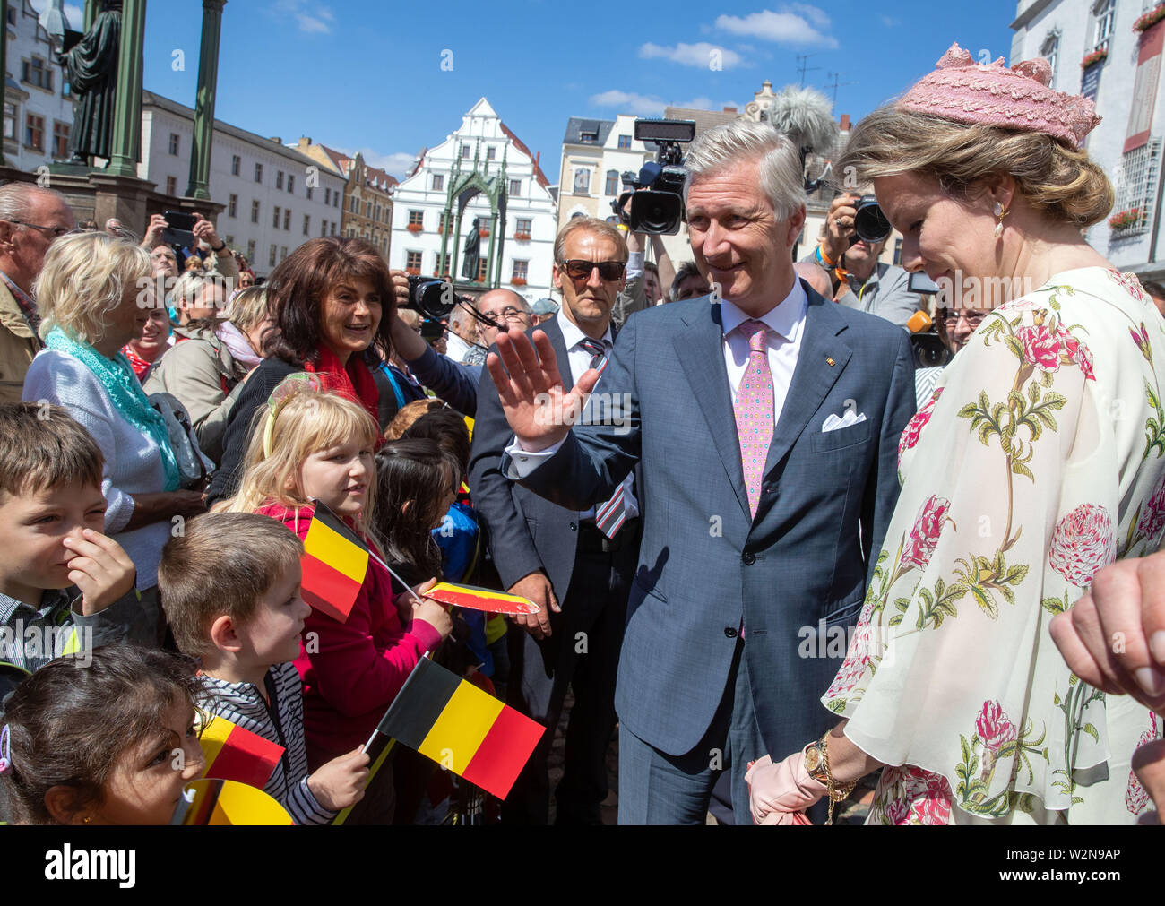 Wittenberg, Germany. 10th July, 2019. The Belgian royal couple King ...