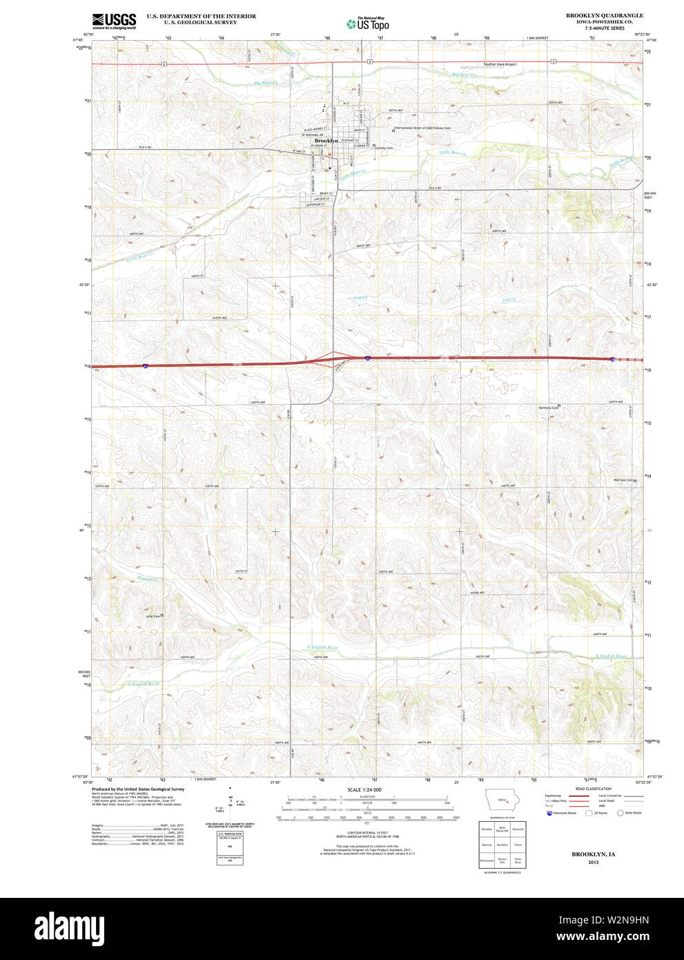 Brooklyn iowa map hi-res stock photography and images - Alamy