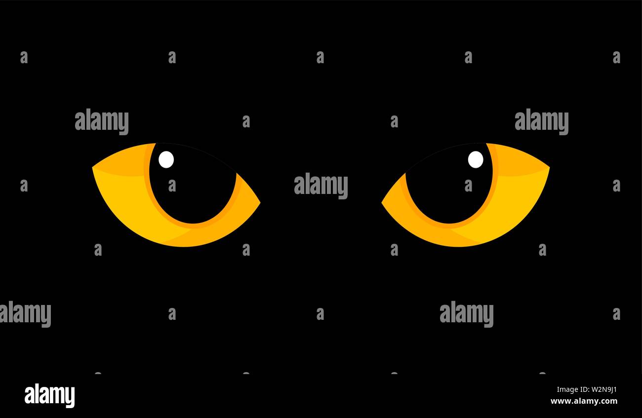 Yellow cat eyes in darkness. Halloween vector illustration Stock Vector ...