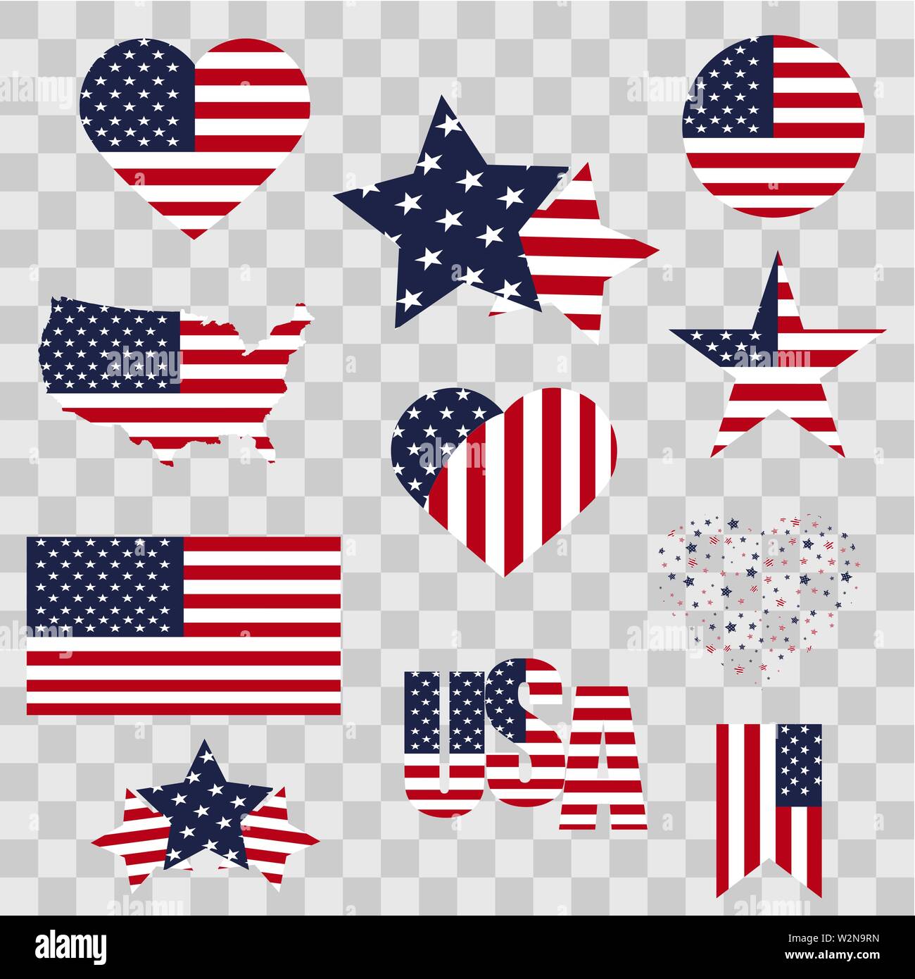 Symbols United States framed in different forms of the flag background ...