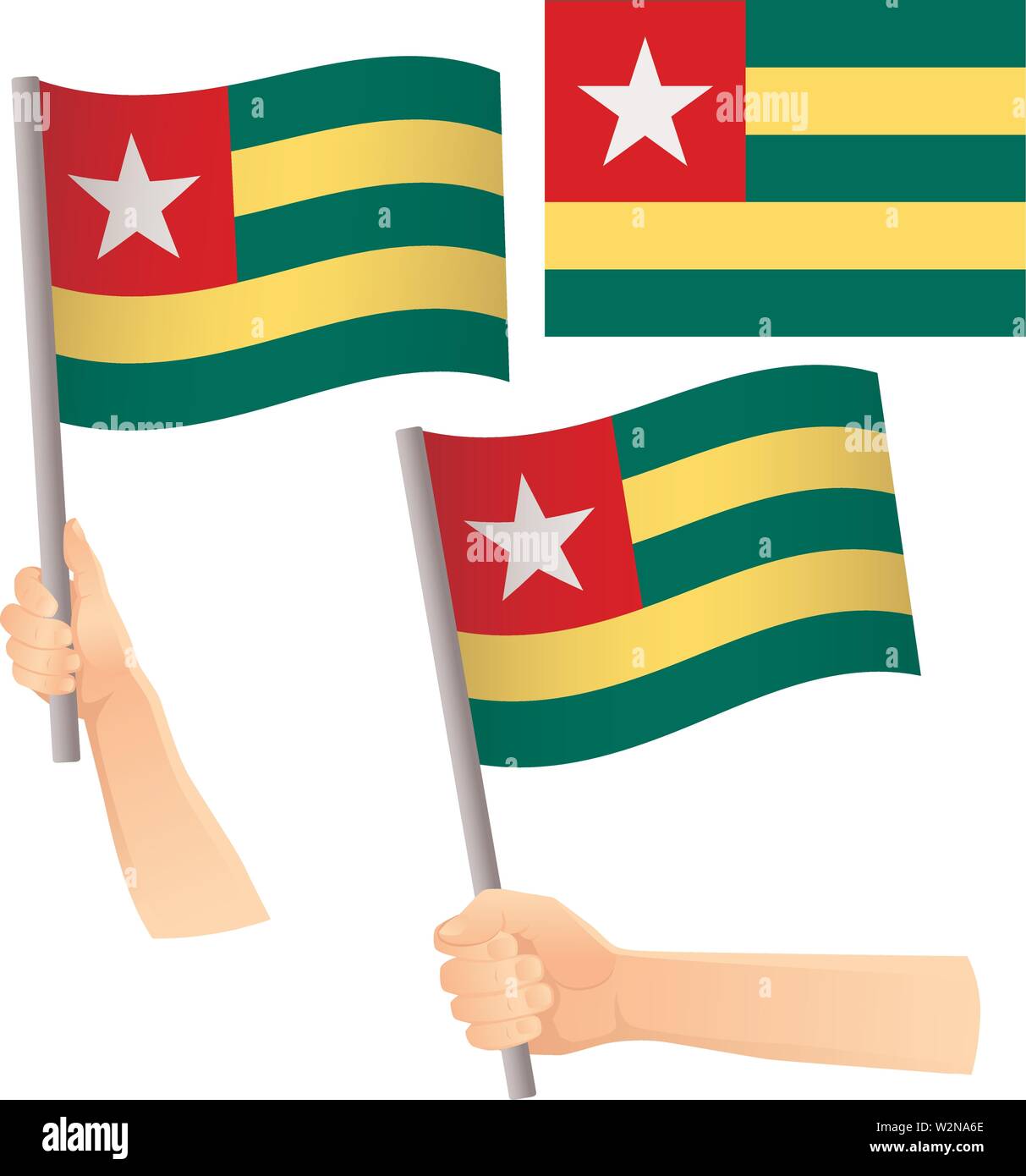 Togo flag in hand. Patriotic background. National flag of Togo vector ...