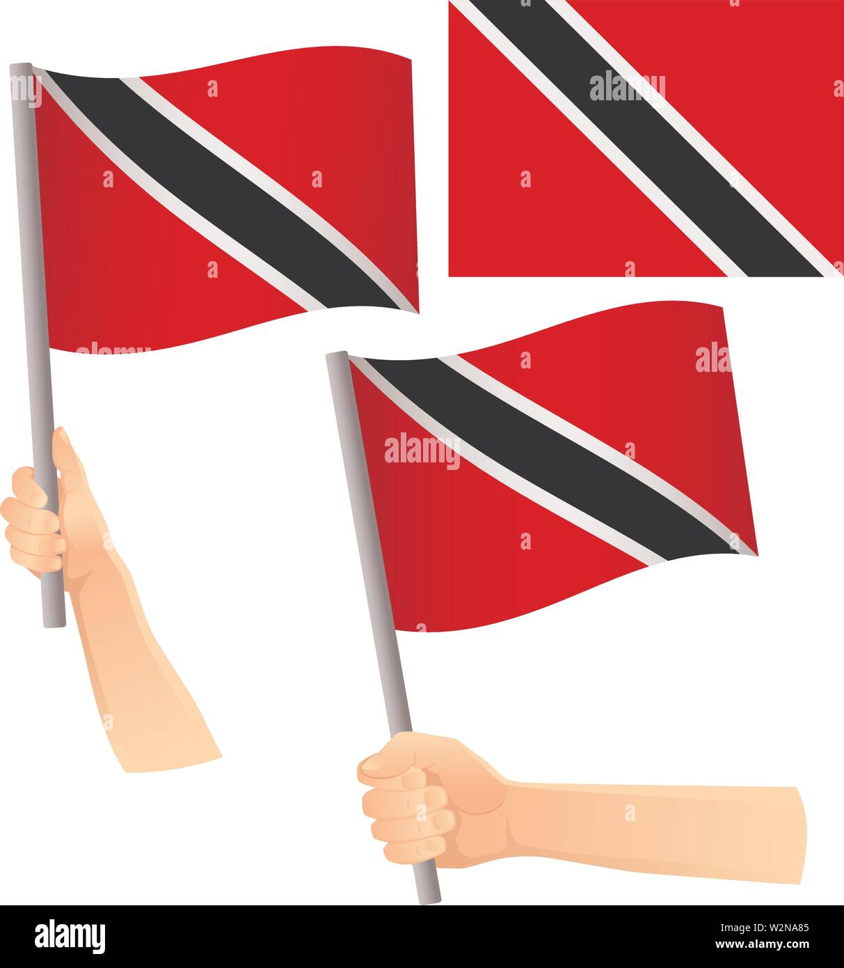 Trinidad and Tobago flag in hand. Patriotic background. National flag of Trinidad and Tobago ...
