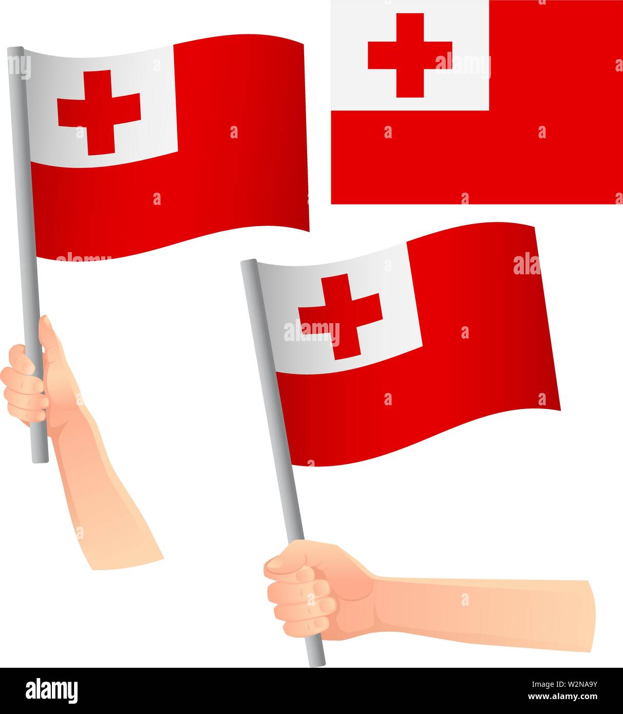 Tonga flag in hand. Patriotic background. National flag of Tonga vector ...