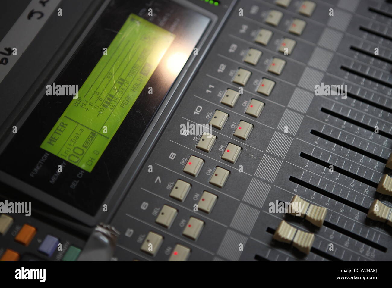 Sound mix board close up Stock Photo - Alamy